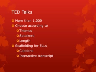 Ideas Worth Spreading: Enhancing Language Skills with TED | PPT