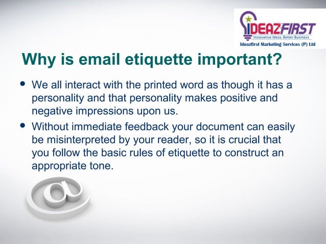 Ideazfirst Training, Email Etiquette | PPT