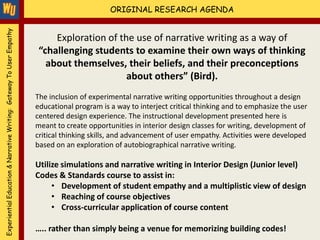 Experiential Education & Narrative Writing: Gateway To User Empathy | PPTX