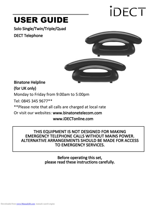 iDect Solo Digital Cordless Phone | PDF