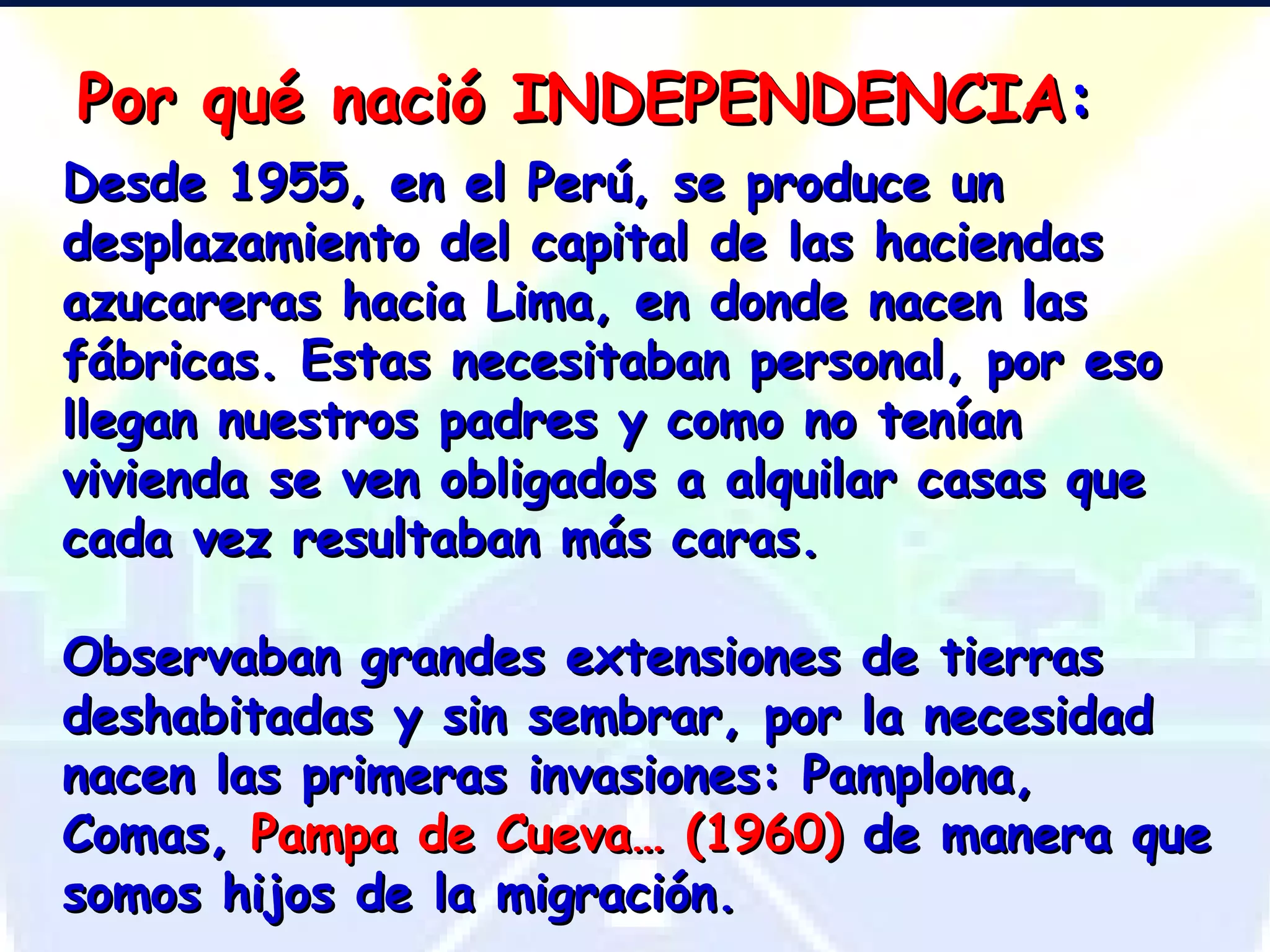 Identidad del distrito independencia lima norte | PPT | South America ...
