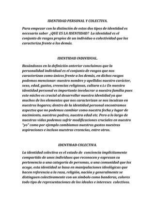 Identidad personal y colectiva | DOCX