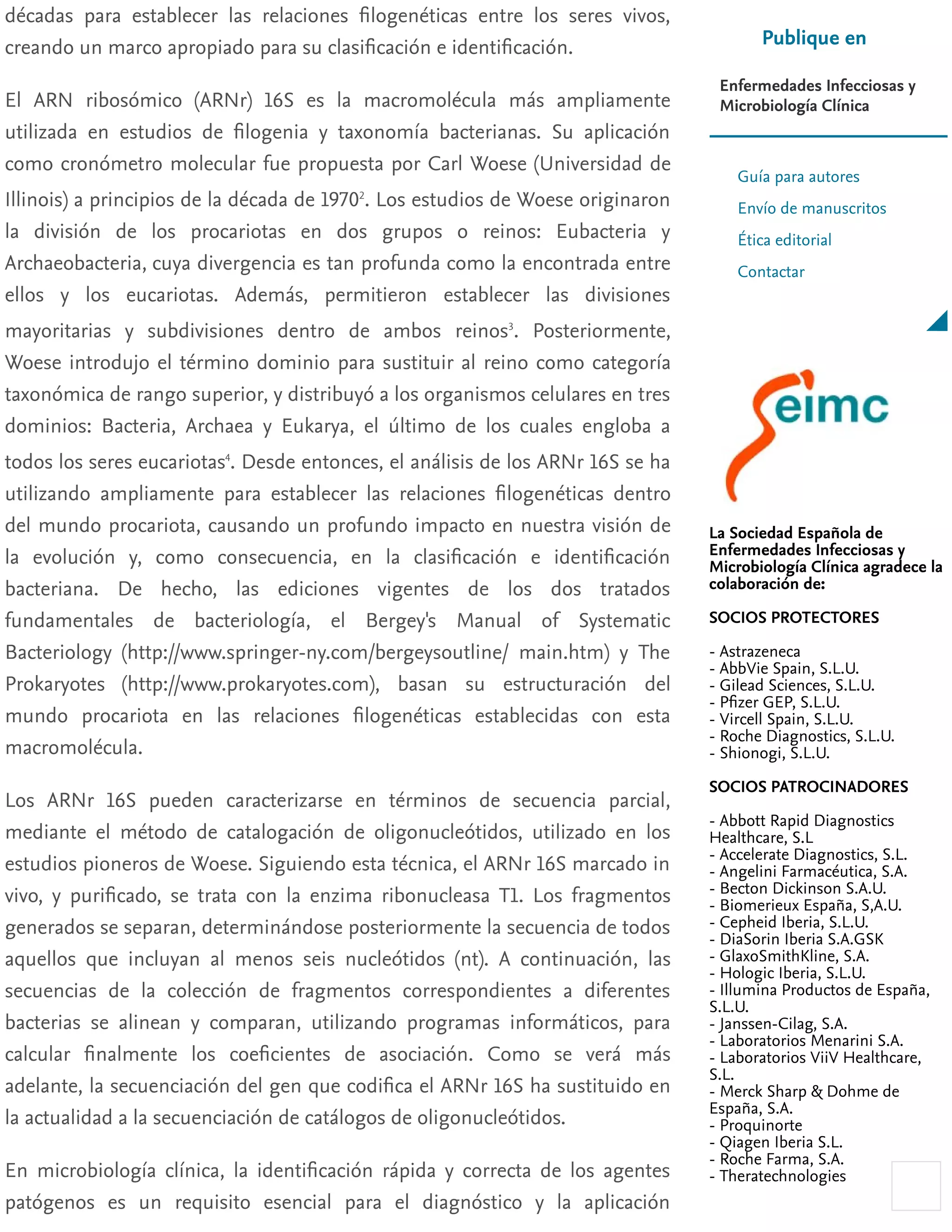 Identificación bacteriana mediante secuenciación del ARNr 16S ...