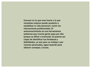Identificación de fortalezas y áreas de oportunidad personal y ...