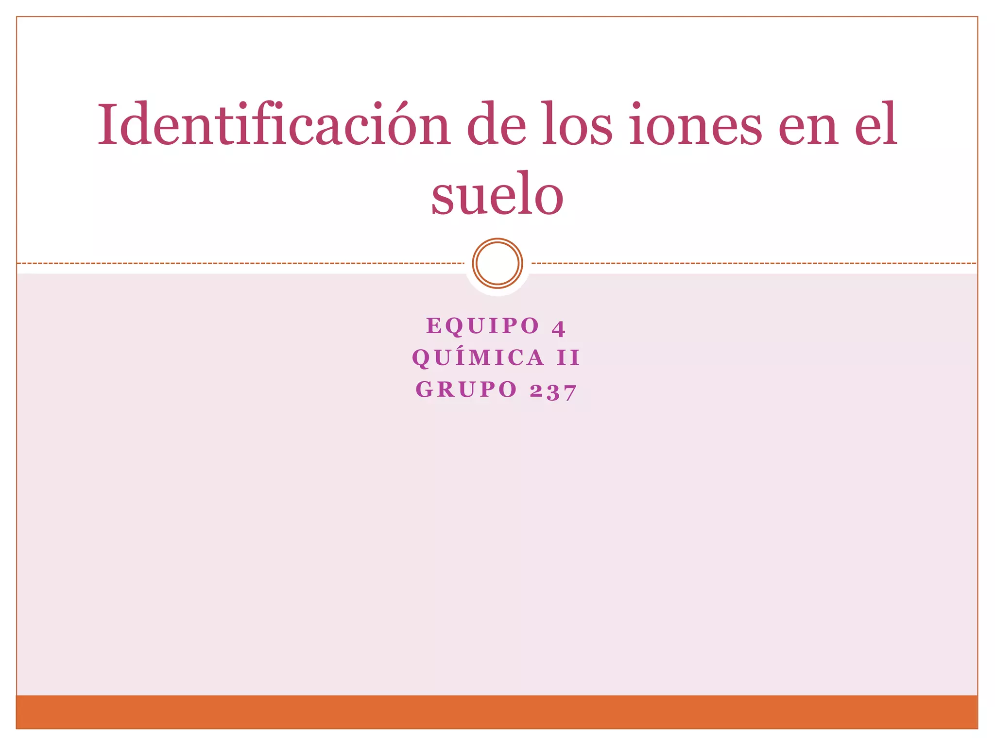 Identificación de los iones en el suelo | PPT