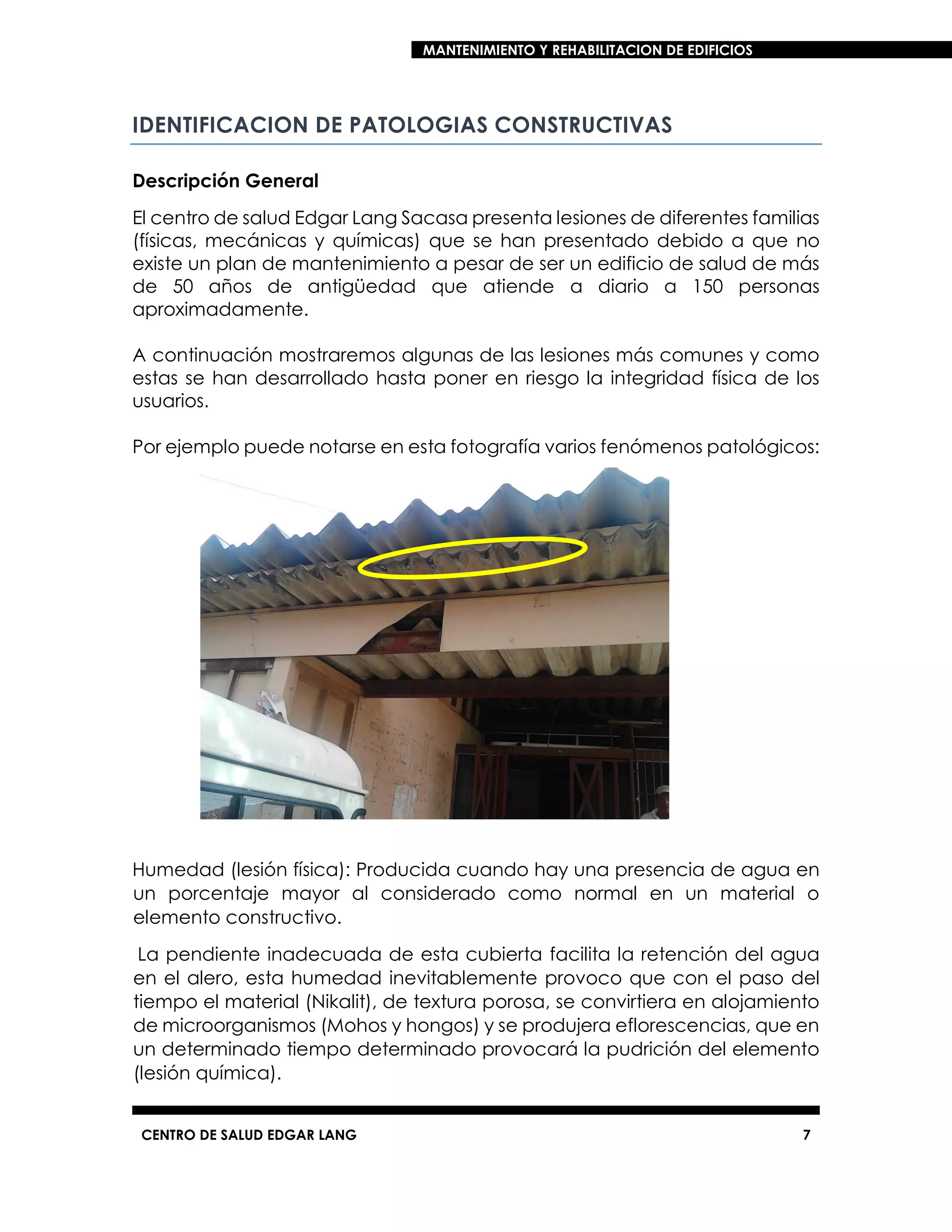 Identificacion de patologias, centro de salud edgar lang sacasa | PDF