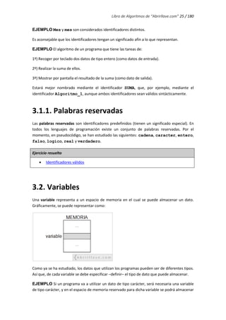 Identificadores variables y constates en pseudocódigo | PDF