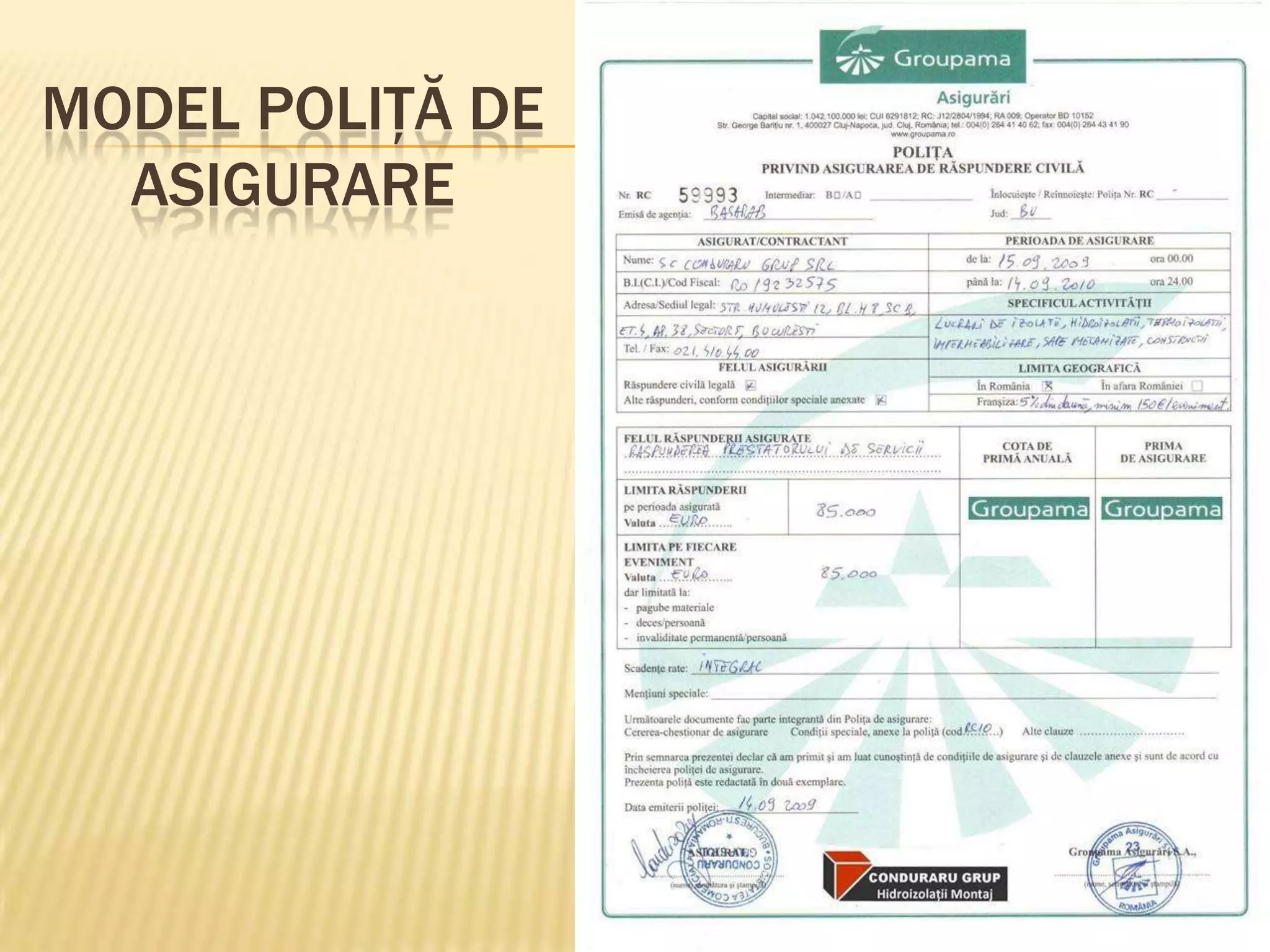 Identificarea elementelor asigurărilor | PPTX