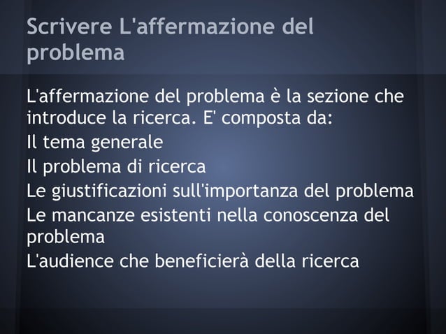 Identificare il problema di ricerca | PPT