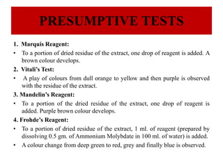 Identification test for animal and plant poison | PPTX