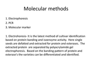 molecular and biochemical for veritial identification | PPTX ...