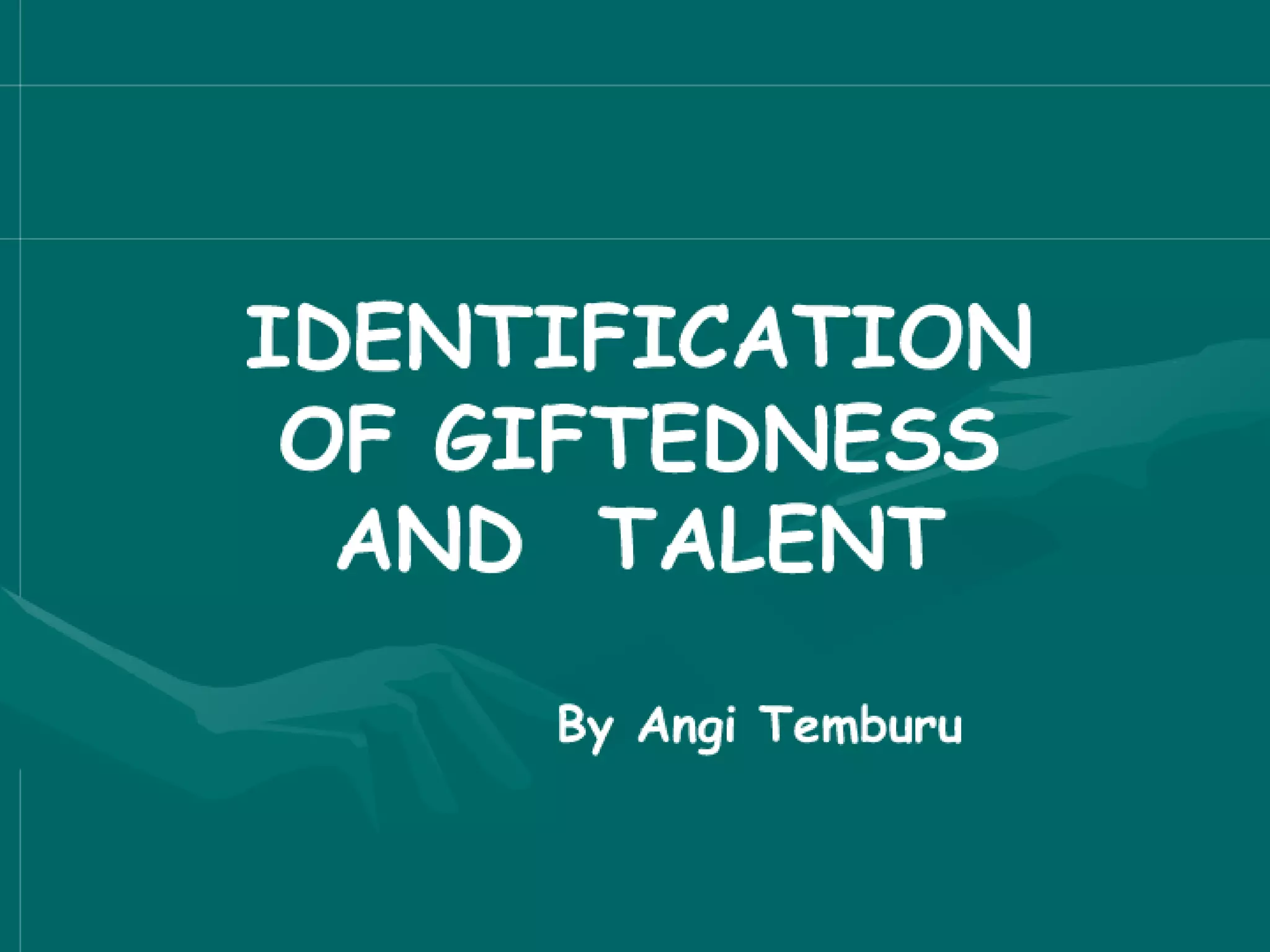 Identification of Gifted and Talented Children | PDF