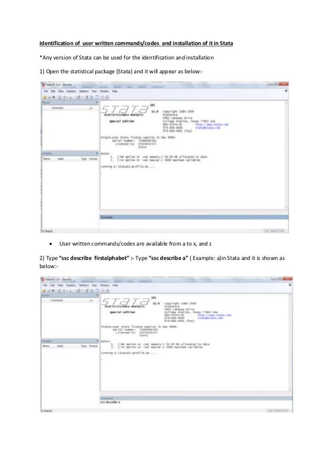 Identification And Installation Of User Written Commands Stata
