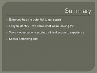 Identification and recognition of sepsis | PPTX