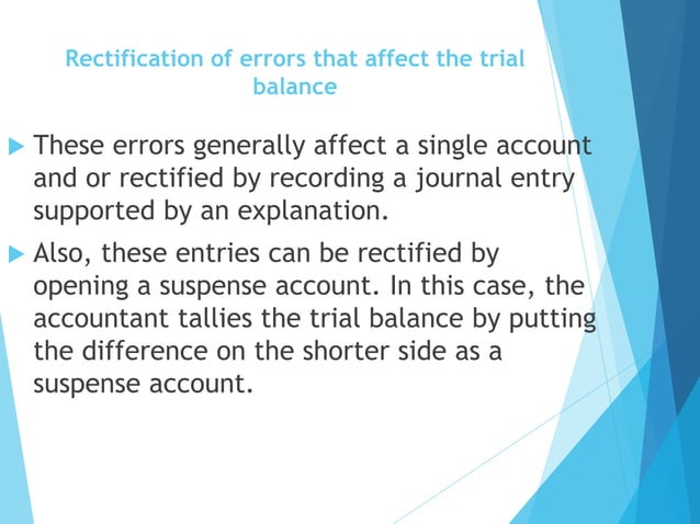 Identification and rectification of errors in trial balance | PPT