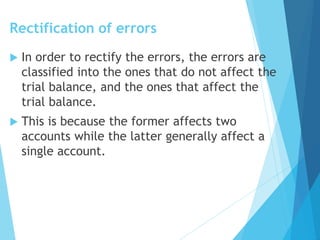 Identification and rectification of errors in trial balance | PPT