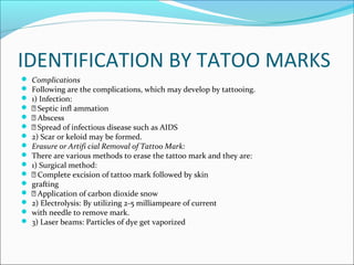 IDENTIFICATION BY SCARS, TATOO MARKS, FINGER PRINT, FOOT PRINTS , SHOE ...