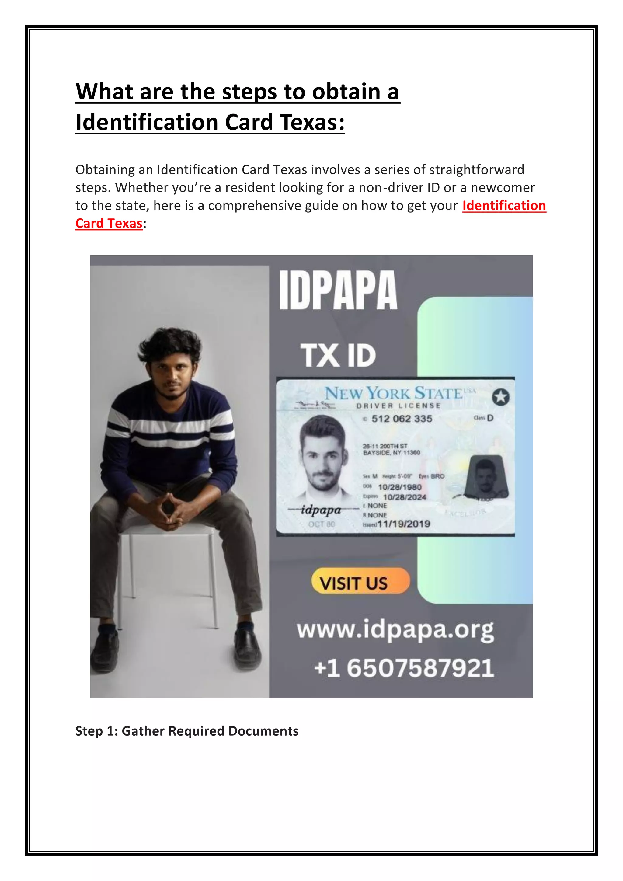 Identification Card Texas | PDF