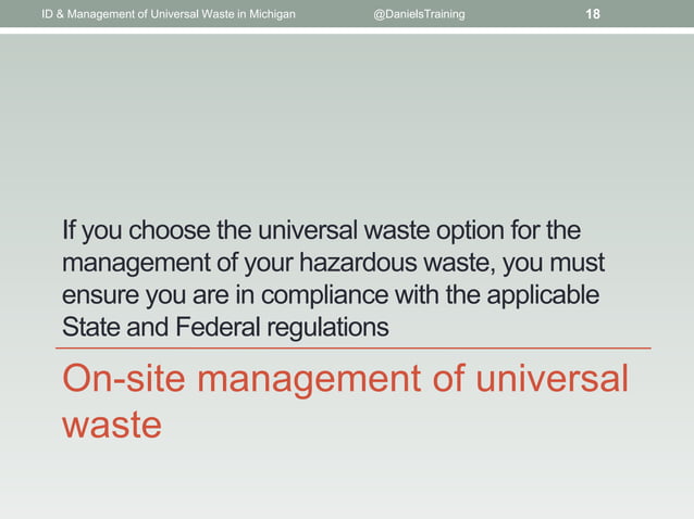 Identification & Management of Universal Waste in Michigan | PPT