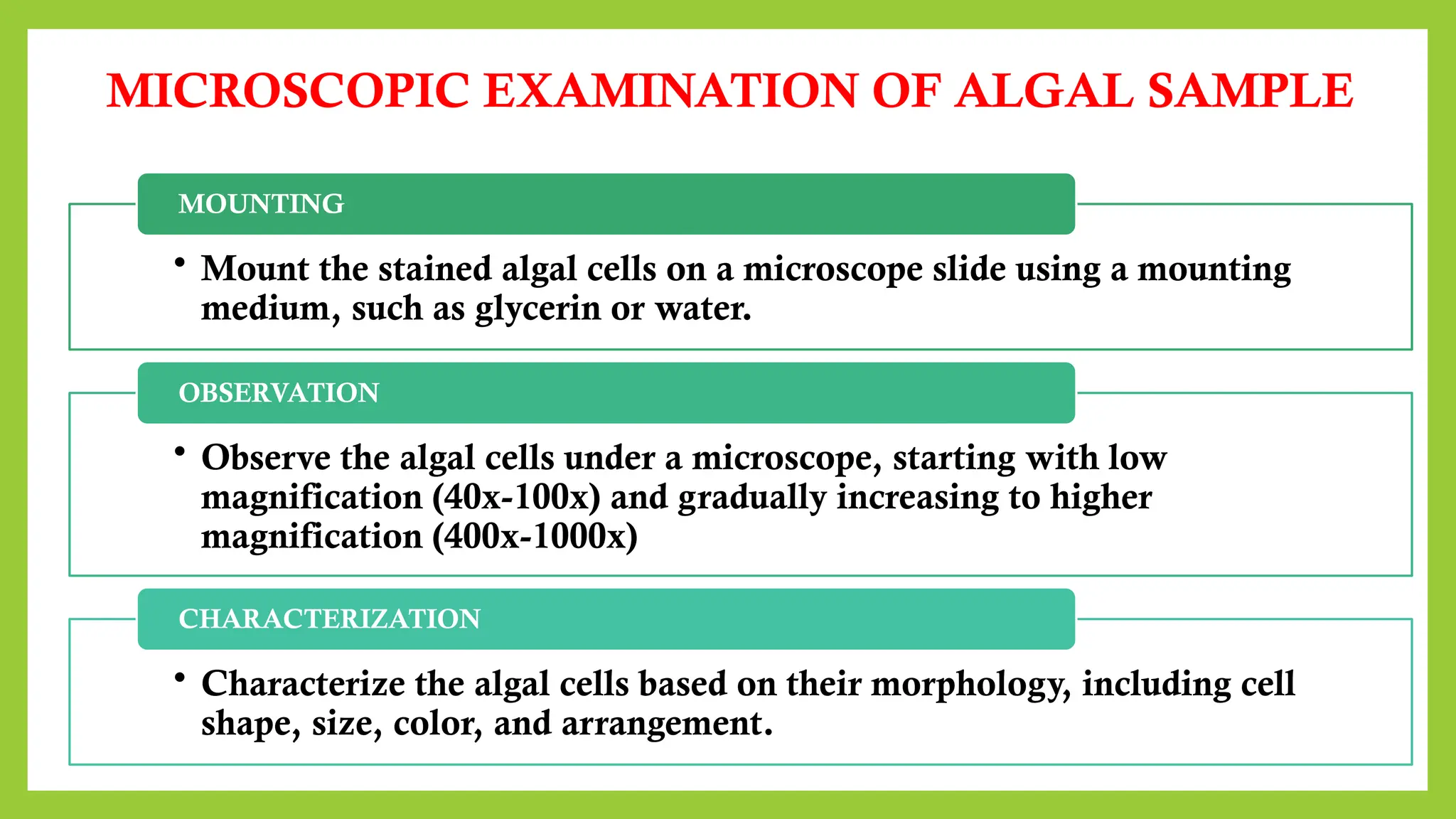 Identification and examination of Algae. | PPTX