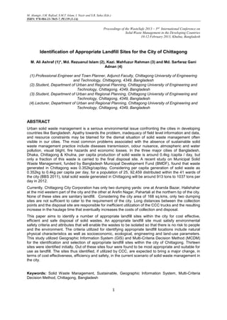 Identification of appropriate landfill sites for City of Chittagong | PDF