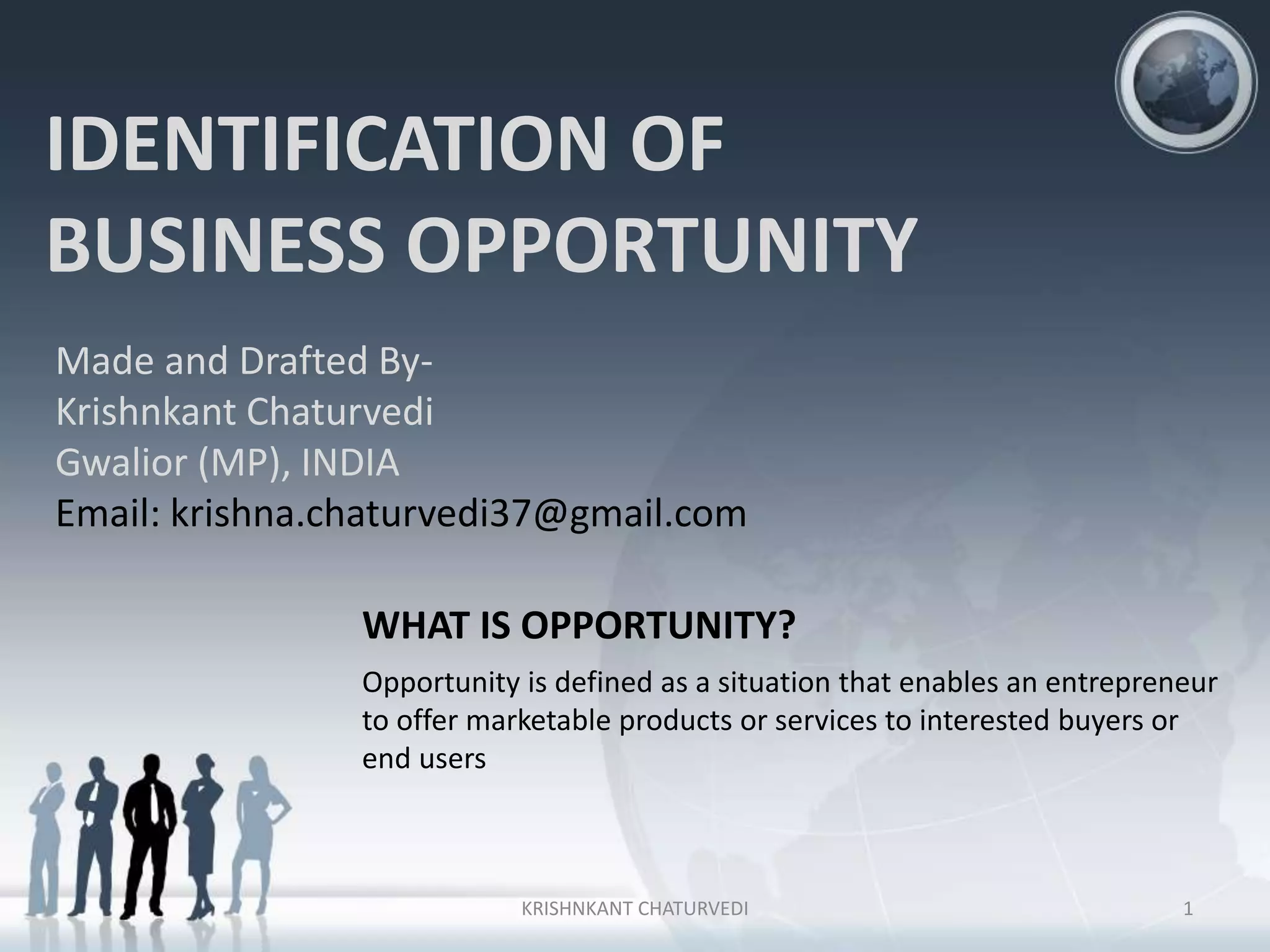 Identification of Business Opportunity | PPTX