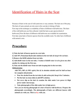 Identification of hairs | PDF