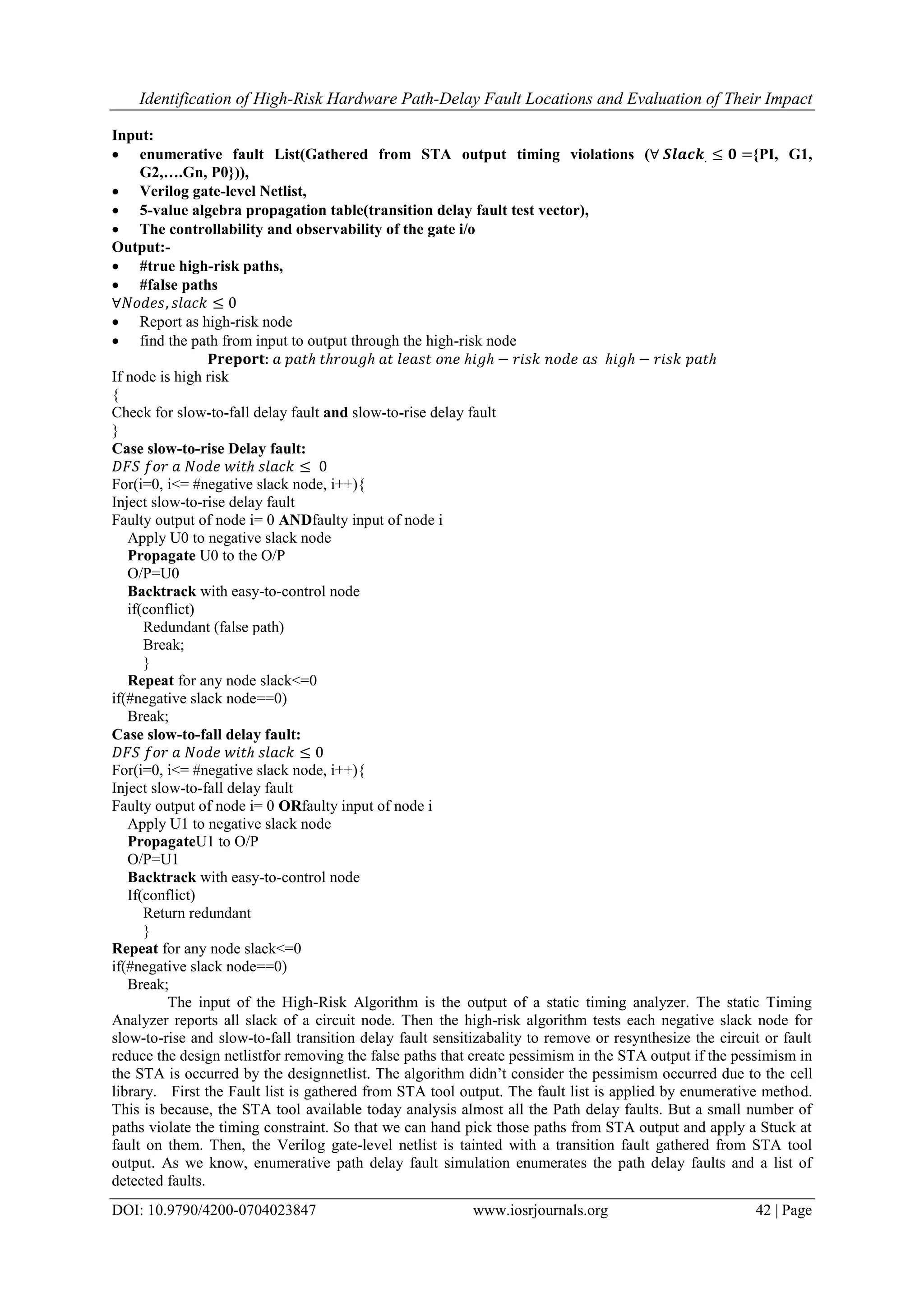 Identification of high risk hardware path delay fault locations and ...