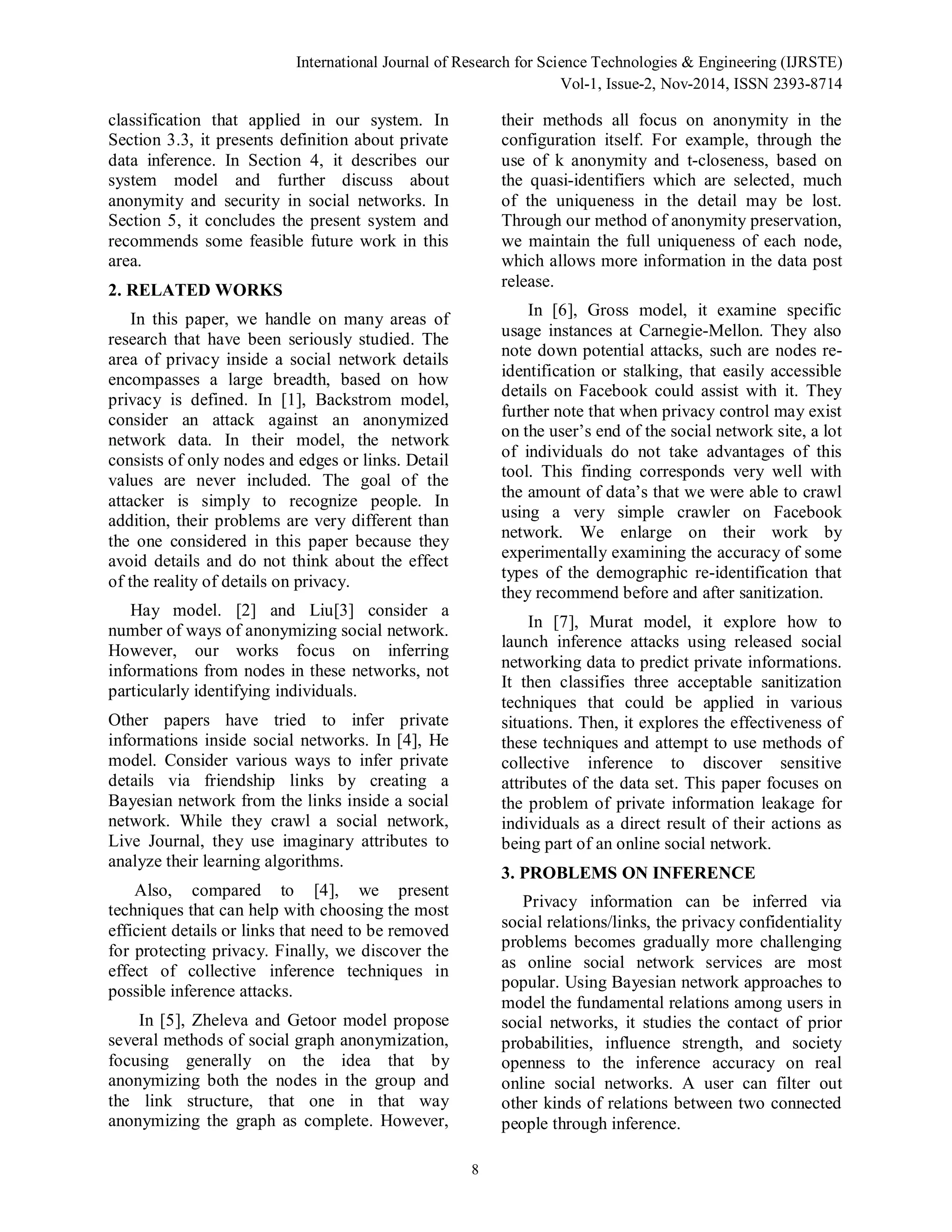 Identification Of Inference Attacks On Private Information From Social