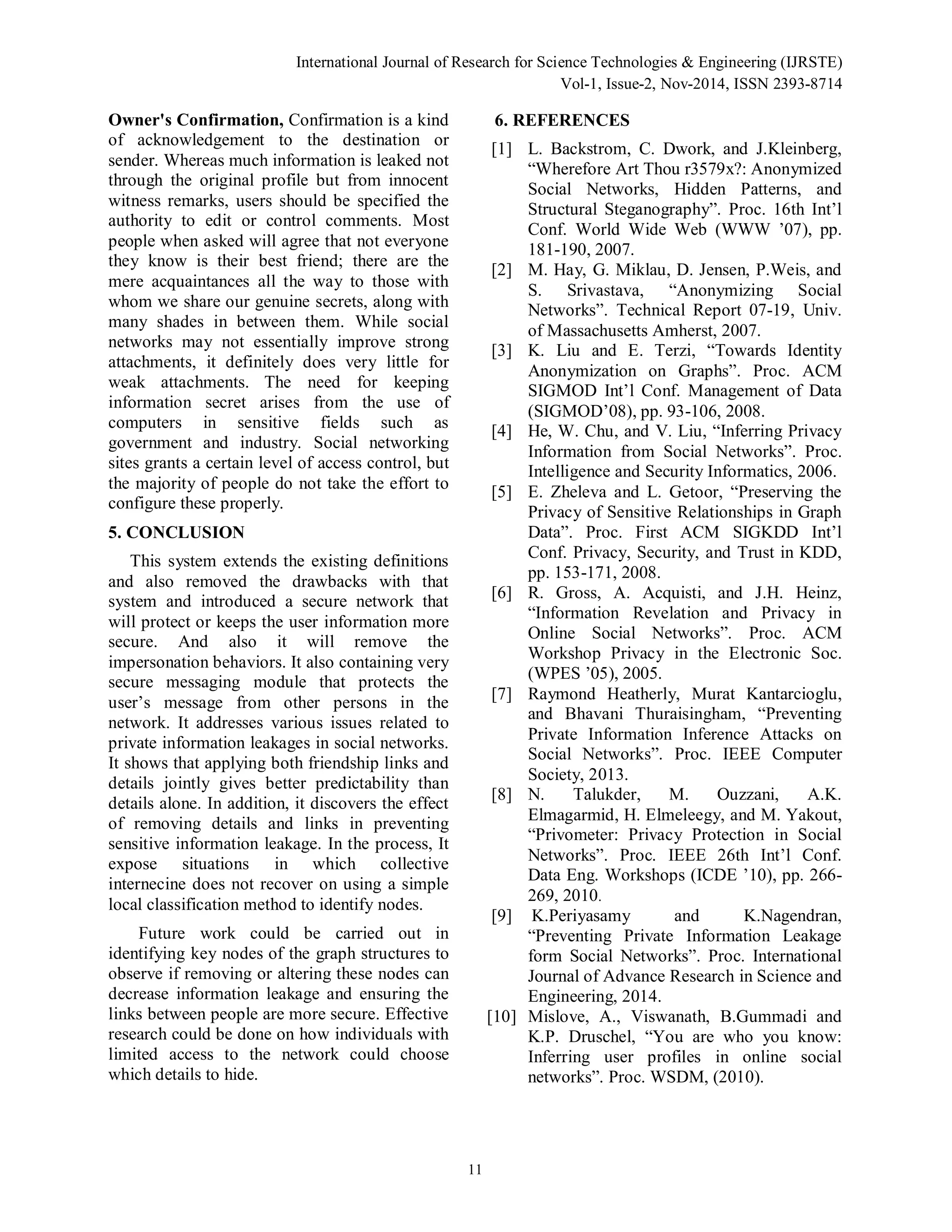 Identification Of Inference Attacks On Private Information From Social