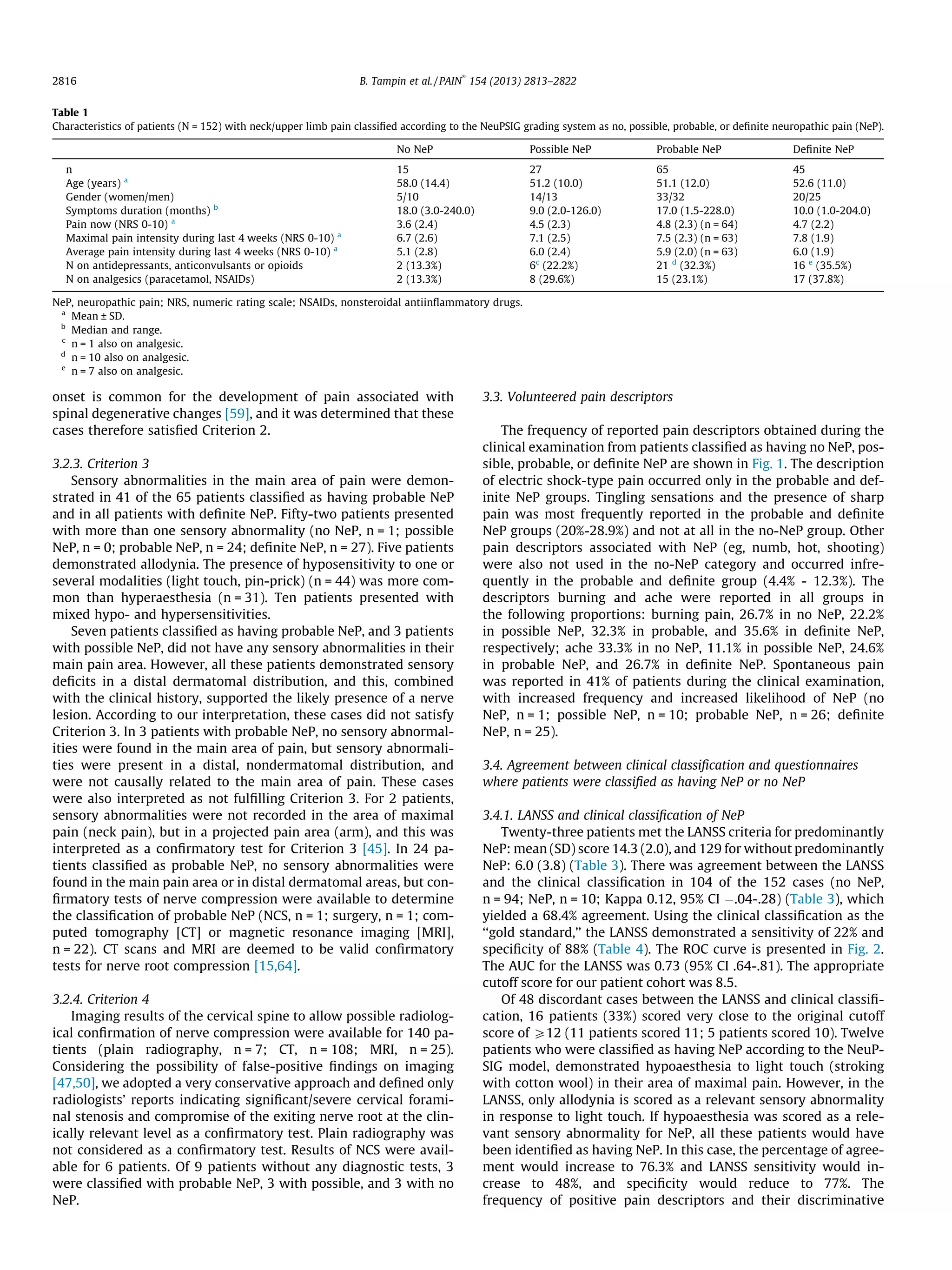 Identification of neuropathic pain in patients with neck upper limb ...