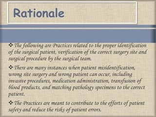 Identification of patient and part that has to be operated | PPTX