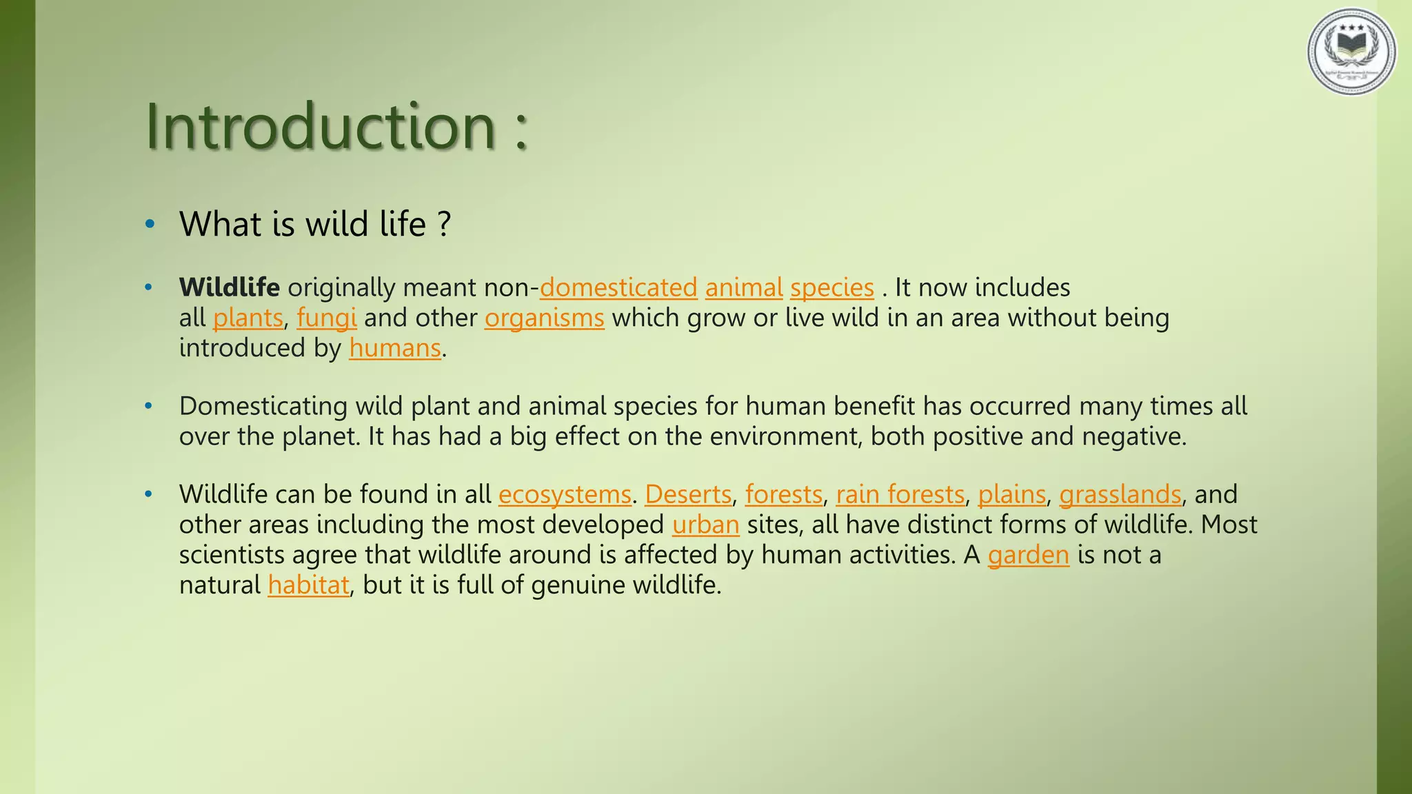 Identification of Physical Evidence pertaining to Wildlife Forensics | PPTX