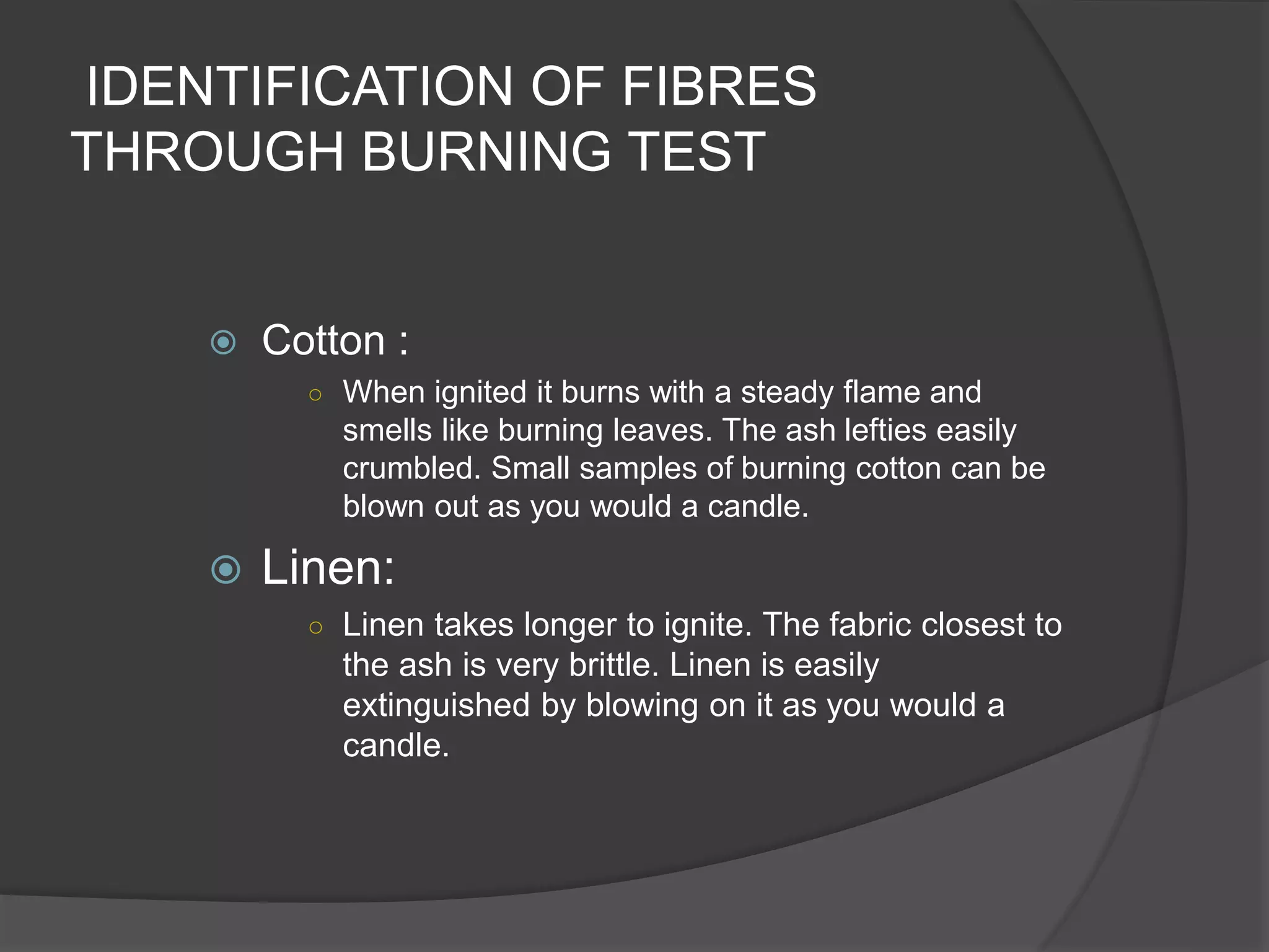 Identification of textile fibers | PPTX