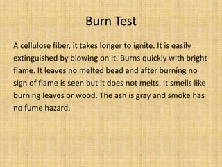 Identification of textile fibers | PPT | Free Download