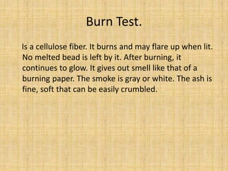 Identification of textile fibers | PPTX
