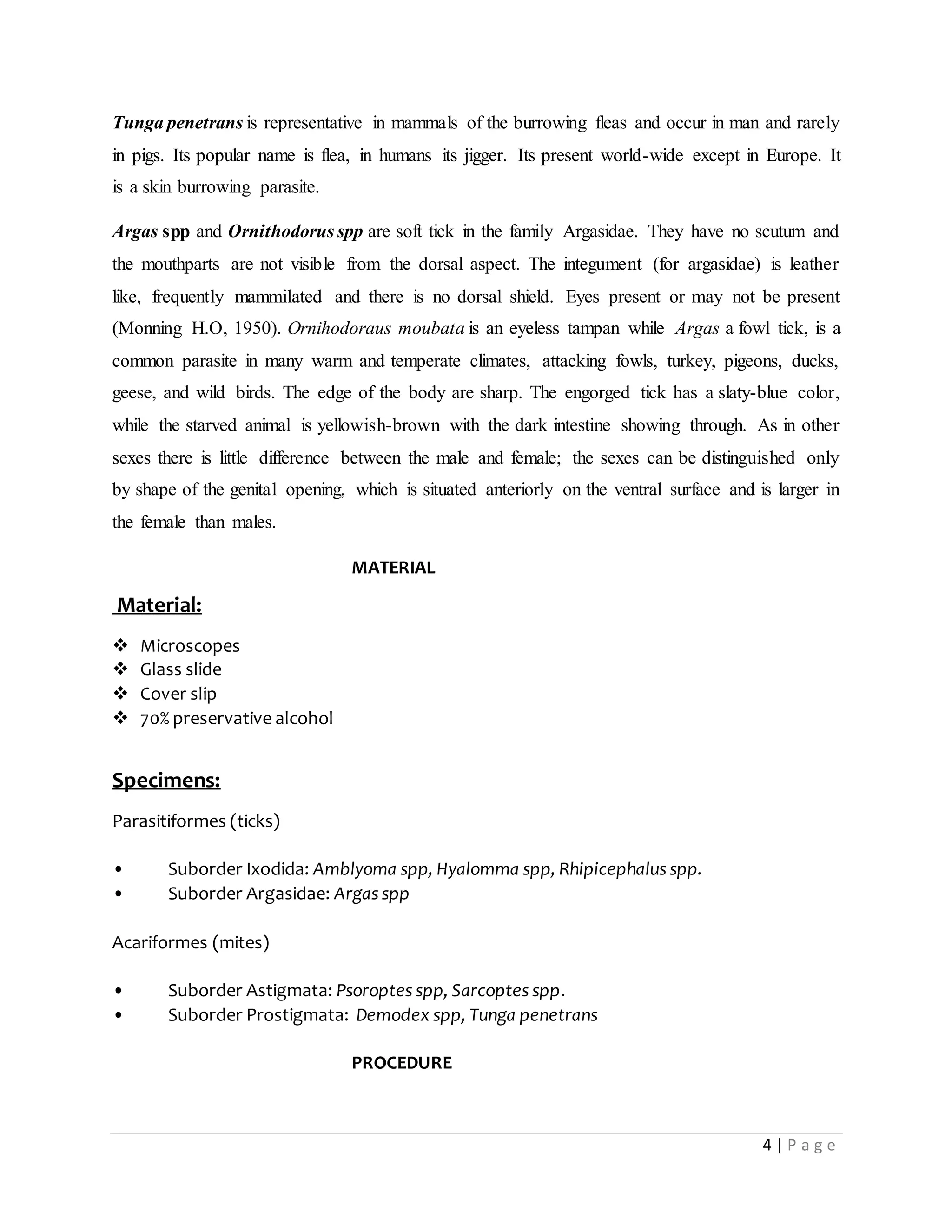 Identification of ticks and mites | DOCX