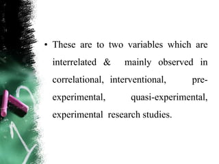 Identification of variables | PPTX | Medical Health