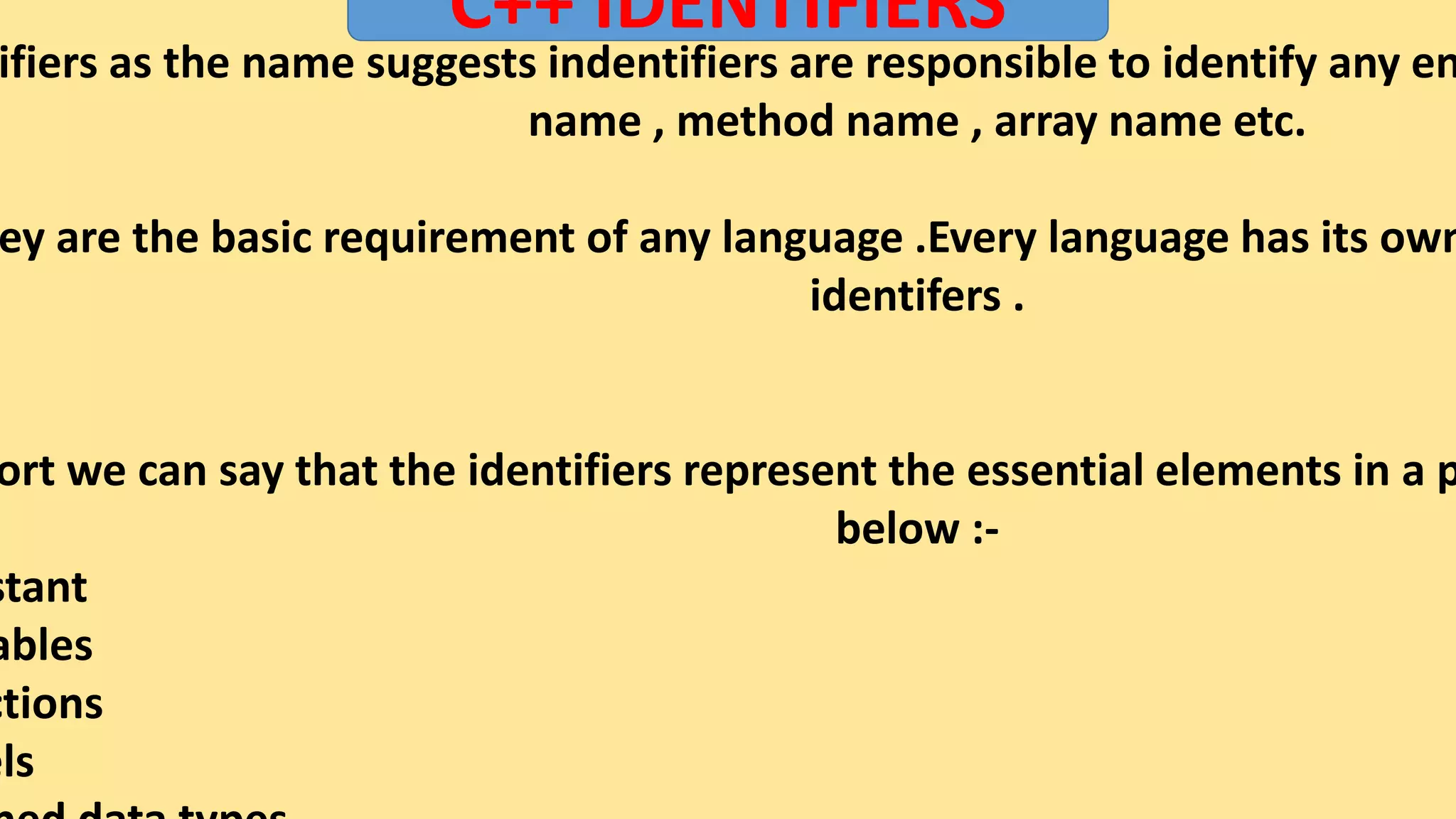 what is Identifiers | PPT