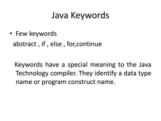 Identifiers, keywords and types | PPT