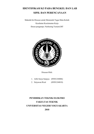 Identifikasi k3-pada-bengkel-dan-lab-sipil-dan-perencanaan | PDF