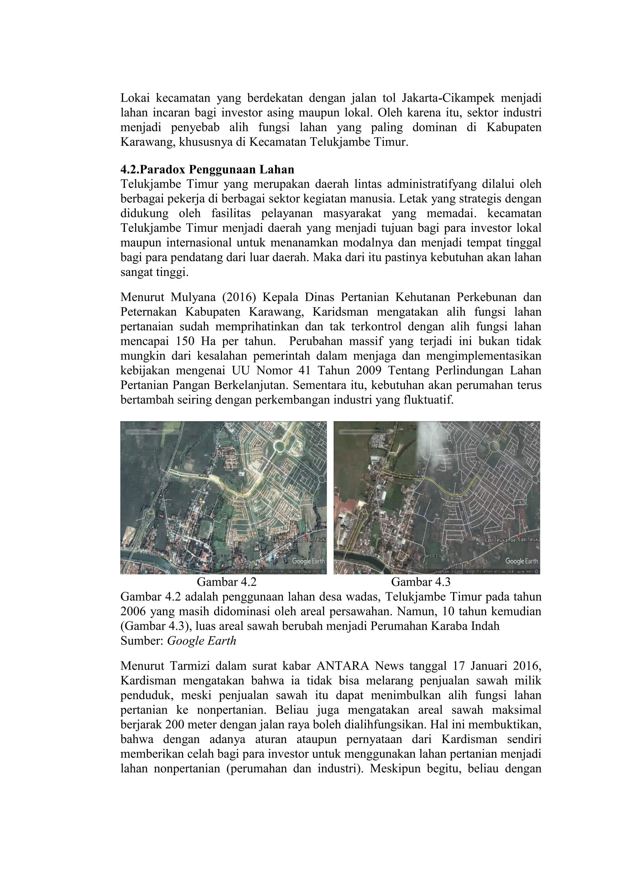 Identifikasi alih fungsi lahan pertanian menjadi lahan permukiman ...