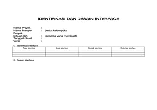 Identifikasi Dan Desain Interface | DOC