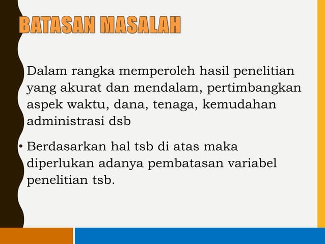 Identifikasi dan rumusan masalah penelitian | PPT
