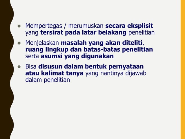 Identifikasi dan rumusan masalah penelitian | PPT