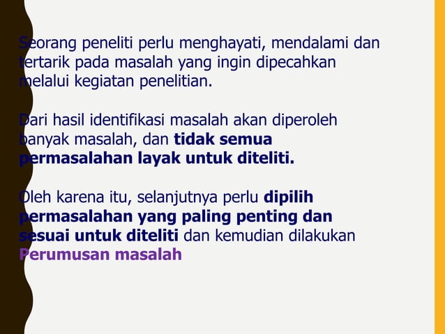 Identifikasi dan rumusan masalah penelitian | PPT