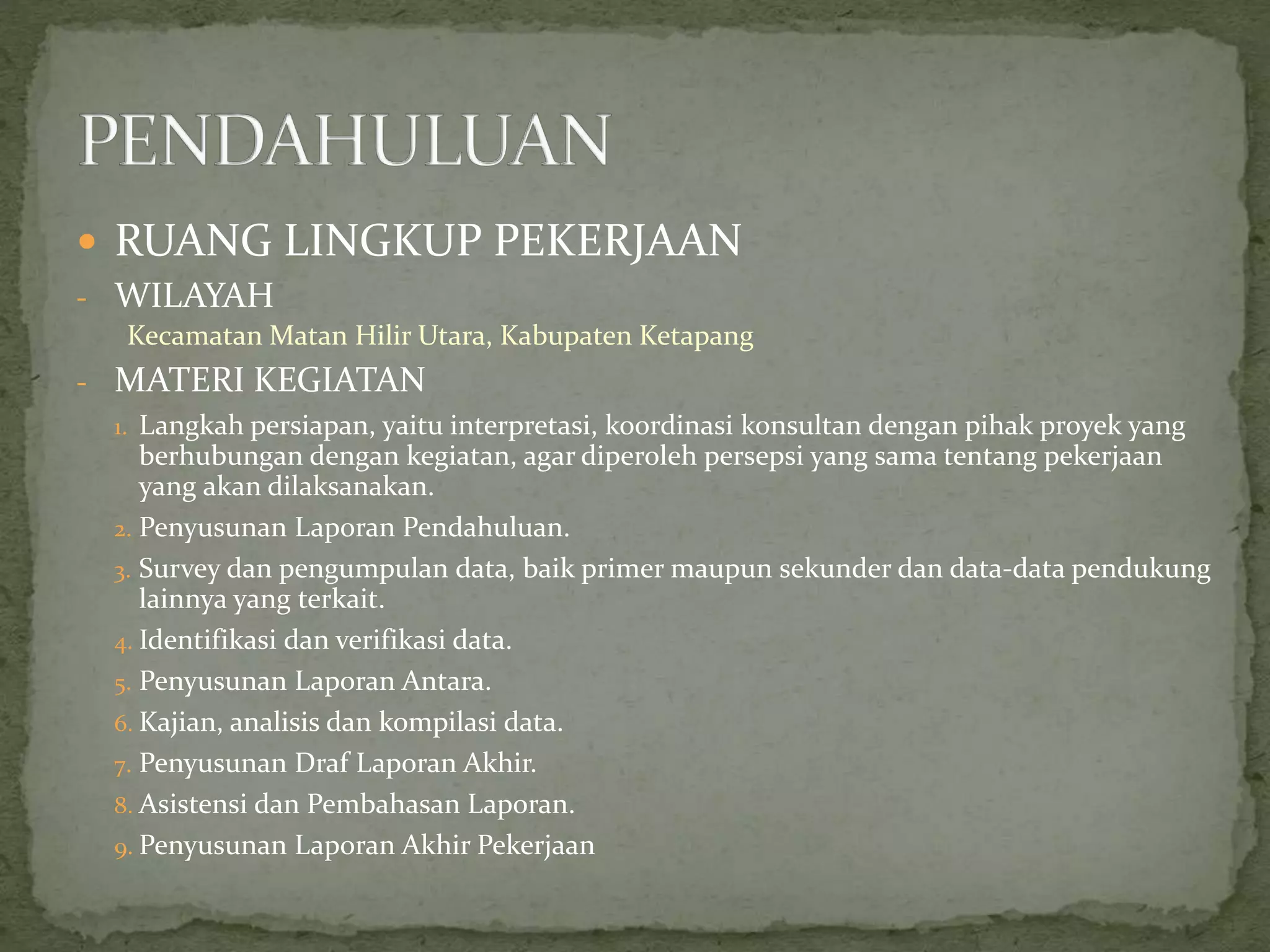 Identifikasi infrastruktur dasar kawasan pesisir kabupaten ketapang | PPTX