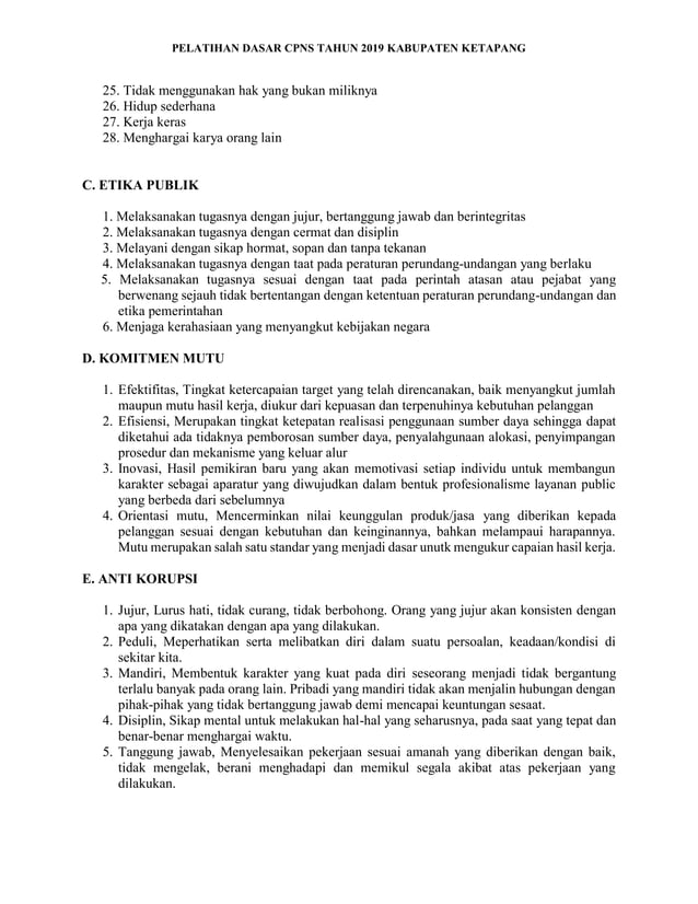 Identifikasi nilai nilai dasar pns | PDF