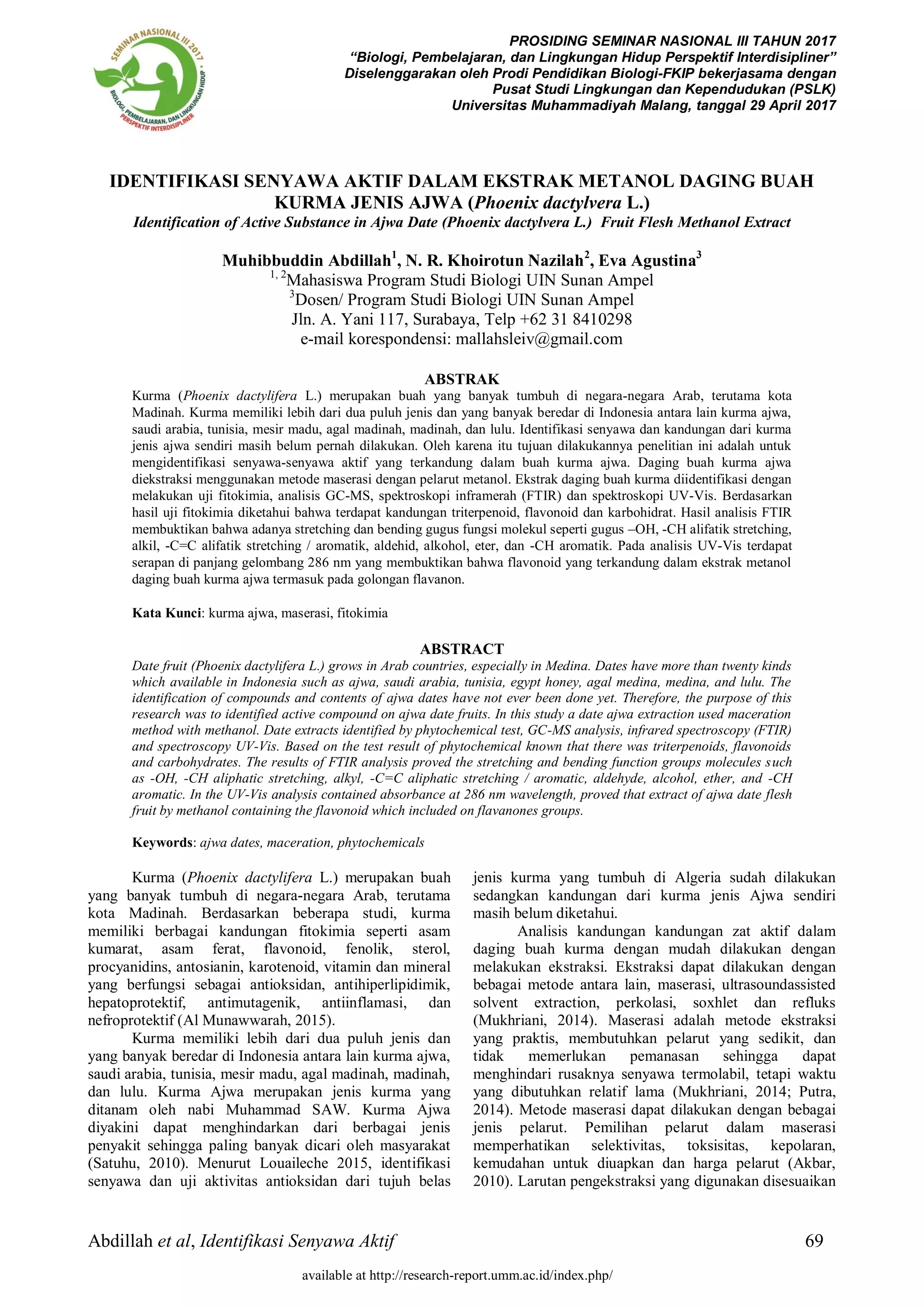 Identifikasi senyawa kimia pada daging kurma ajwa | PDF