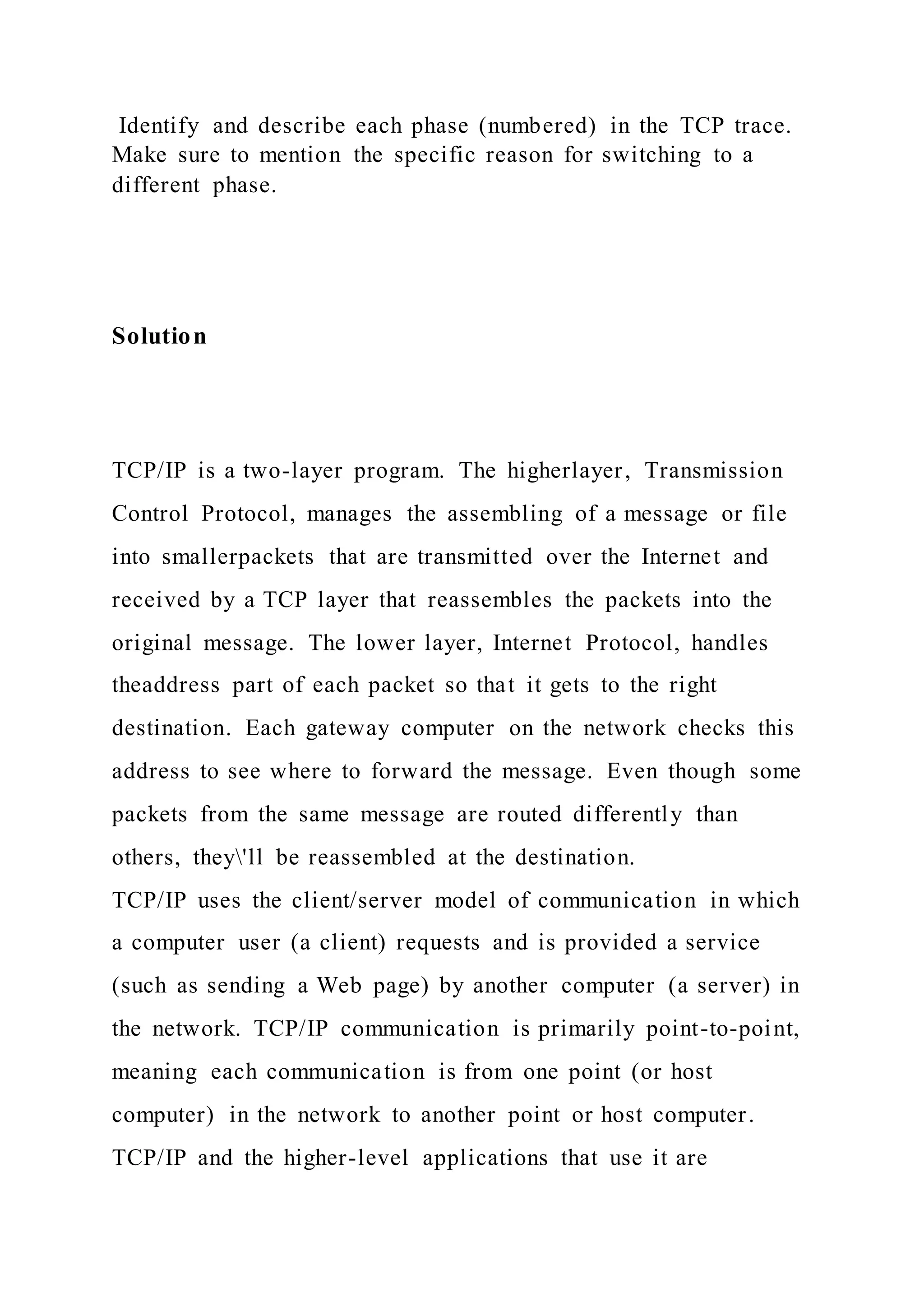 Identify And Describe Each Phase Numbered In The Tcp Trace Make Su Docx